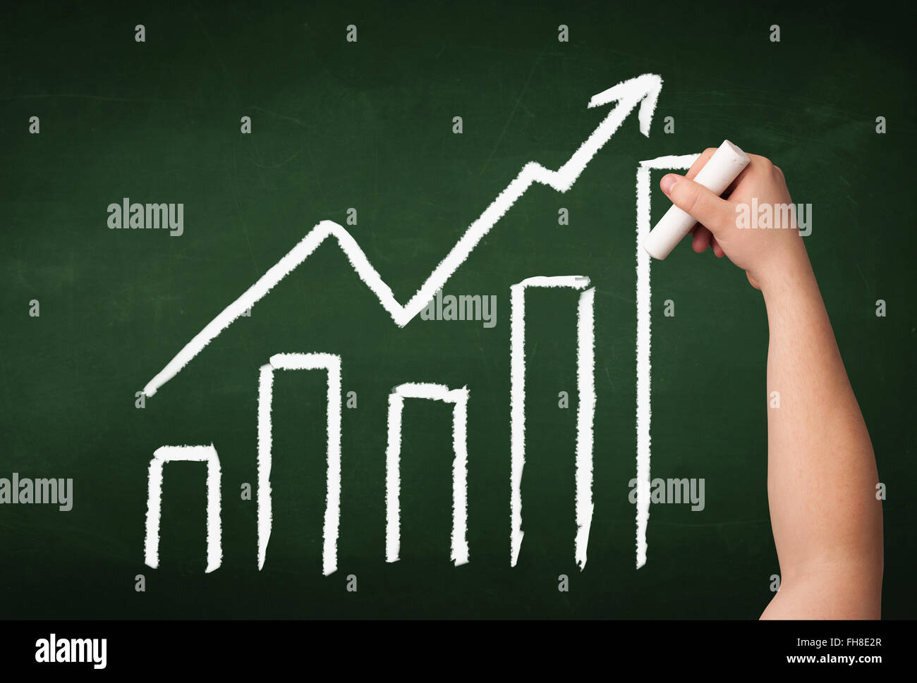 Hand drawing graph on blackboard Stock Photo - Alamy