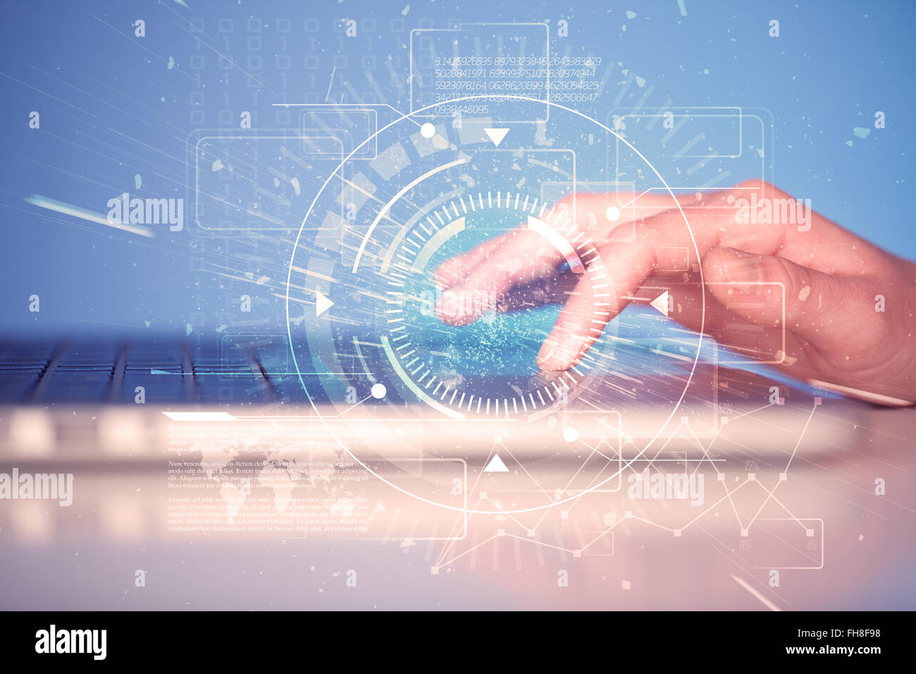 Keyboard with high tech user interface graphic Stock Photo - Alamy