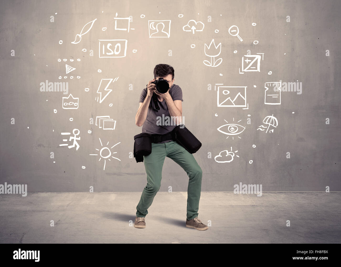 Photographer learning to use camera Stock Photo - Alamy