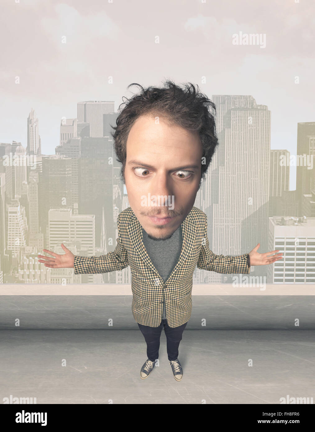 Person with big head Stock Photo - Alamy