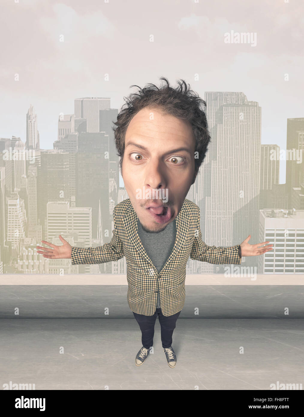 Person with big head Stock Photo - Alamy