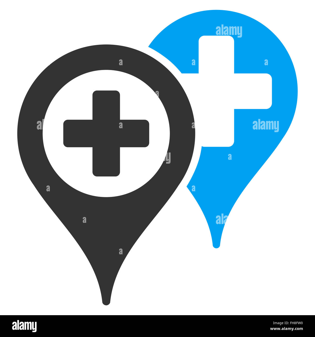 Hospital Map Markers Icon Stock Photo - Alamy
