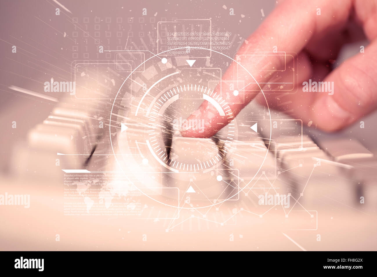 Keyboard with high tech user interface graphic Stock Photo - Alamy