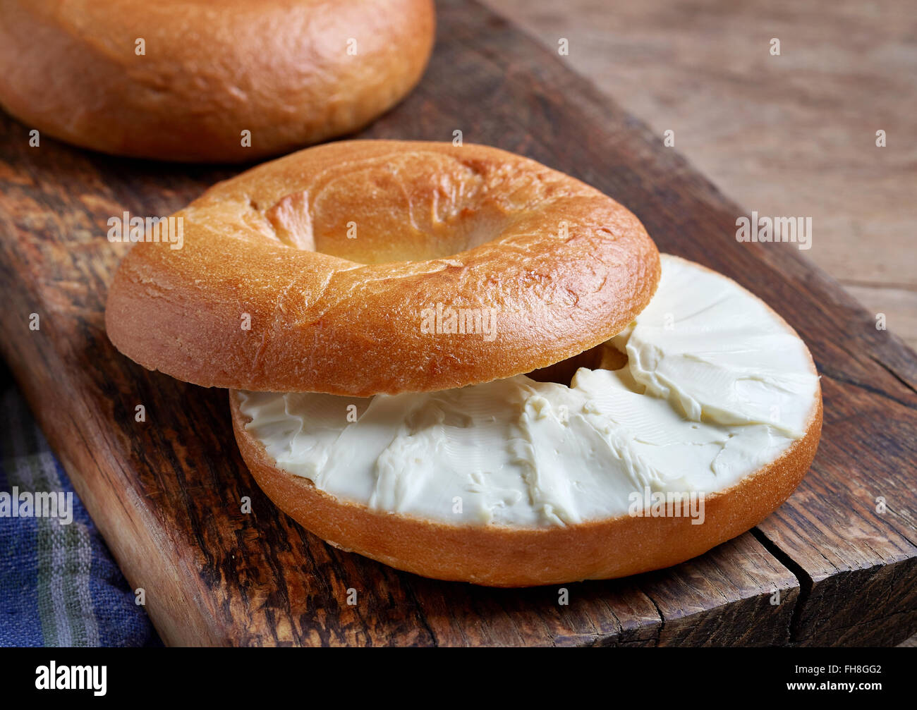 Cream cheese bagel top view hi-res stock photography and images - Alamy