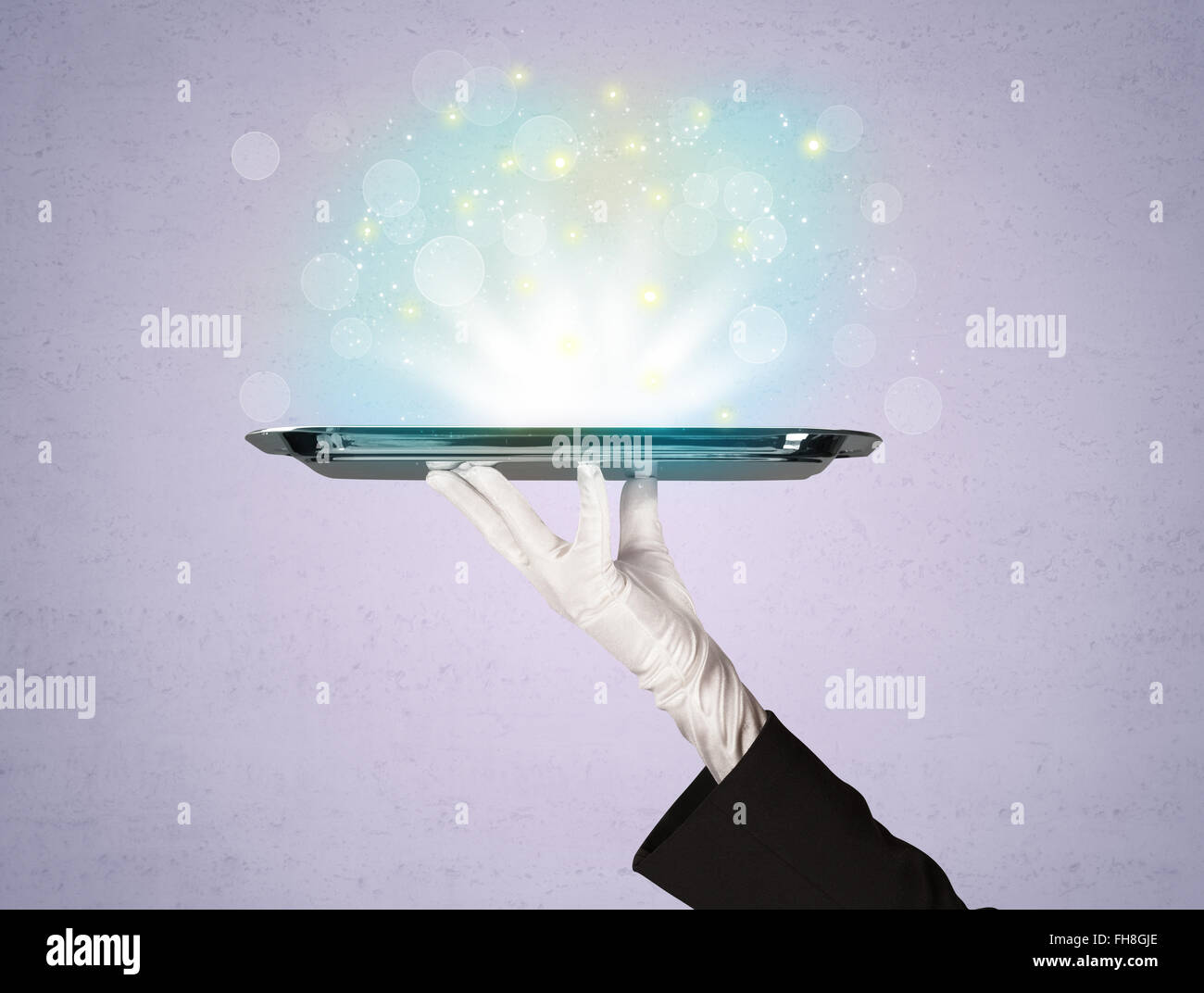 Bright lights presented on tray by waiter Stock Photo - Alamy