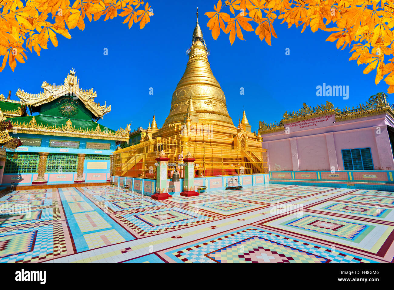 Golden pagoda in sagaing hill, Mandalay, myanmar Stock Photo - Alamy
