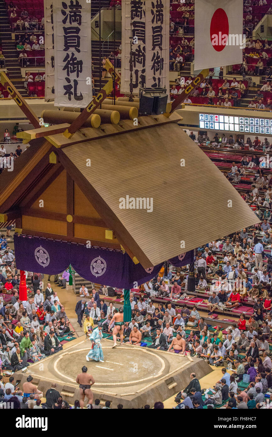 Flag waves over Sumo Tournament Stock Photo - Alamy
