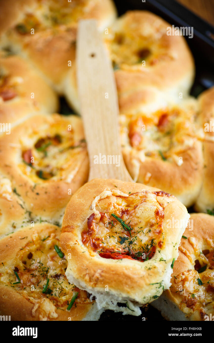 mini pizzas baked stuffed with cheese Stock Photo - Alamy
