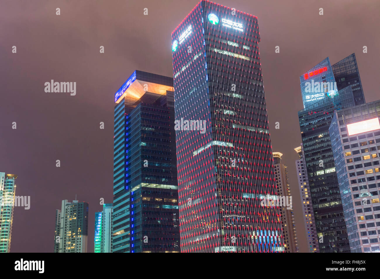 Pudong financial district at night, Shanghai, China Stock Photo - Alamy
