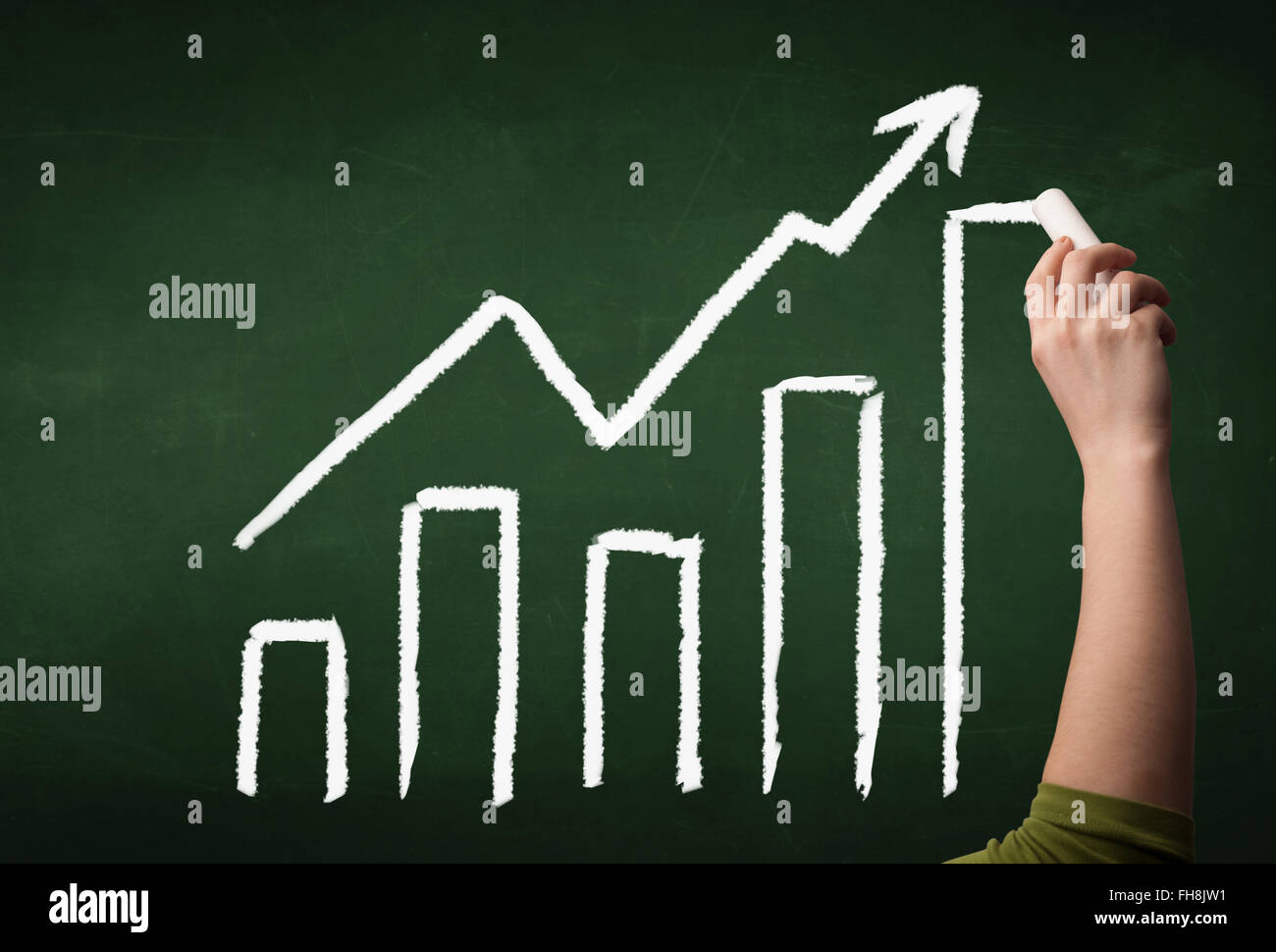 Hand drawing graph on blackboard Stock Photo - Alamy