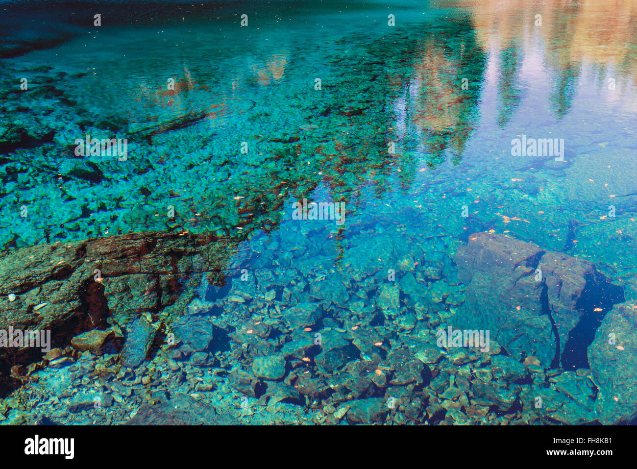Five-Coloured pool, Jiuzhaigou National Park, Sichuan Province, China ...