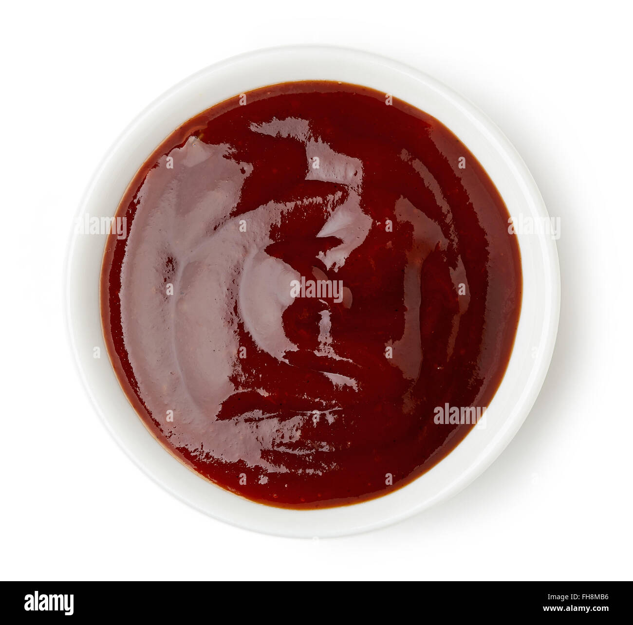 Bowl of barbecue sauce on white background, top view Stock Photo - Alamy