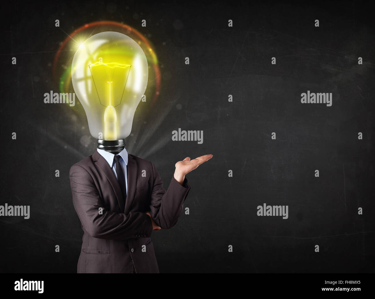 Business man with light bulb head concept Stock Photo - Alamy