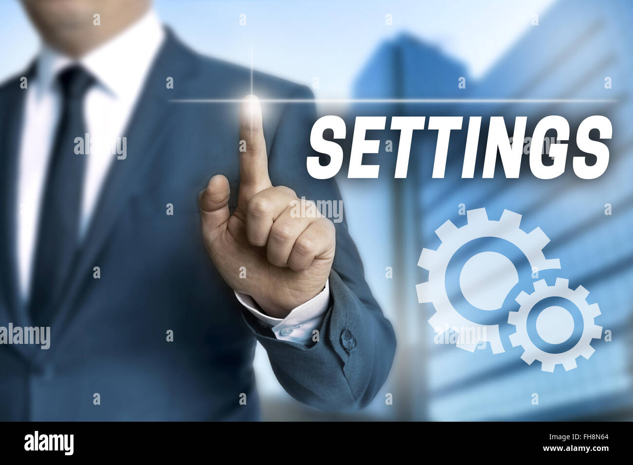 Blue settings symbol icon hi-res stock photography and images - Alamy