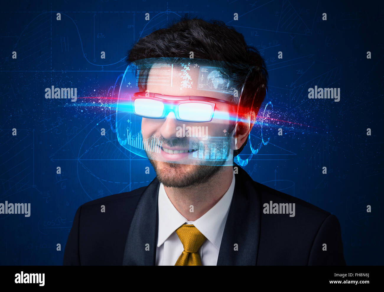 Man with future high tech smart glasses Stock Photo - Alamy