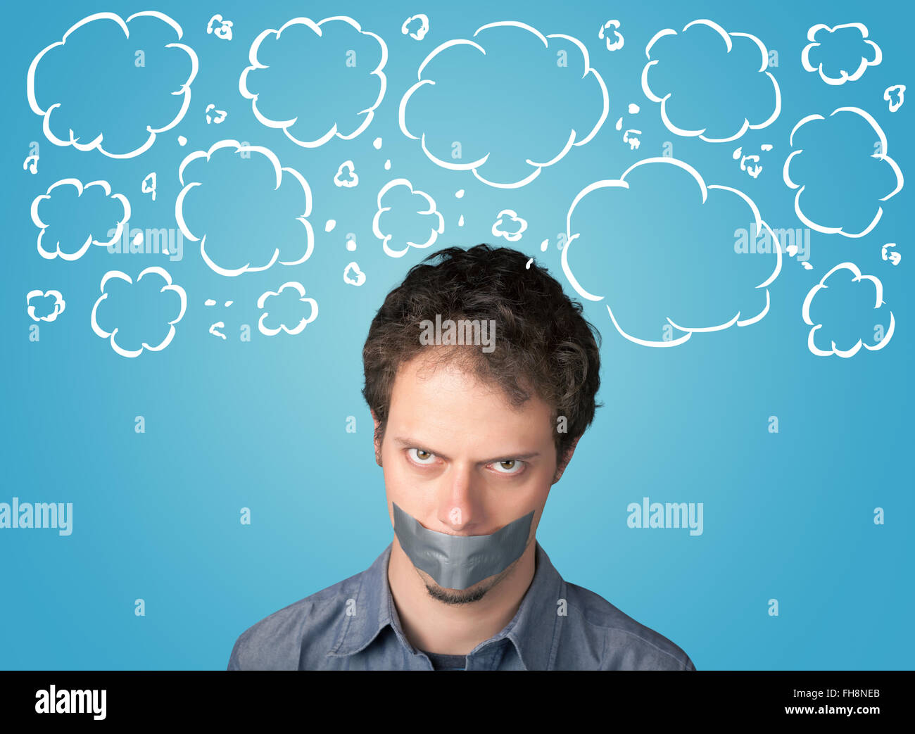 Funny person with taped mouth Stock Photo - Alamy
