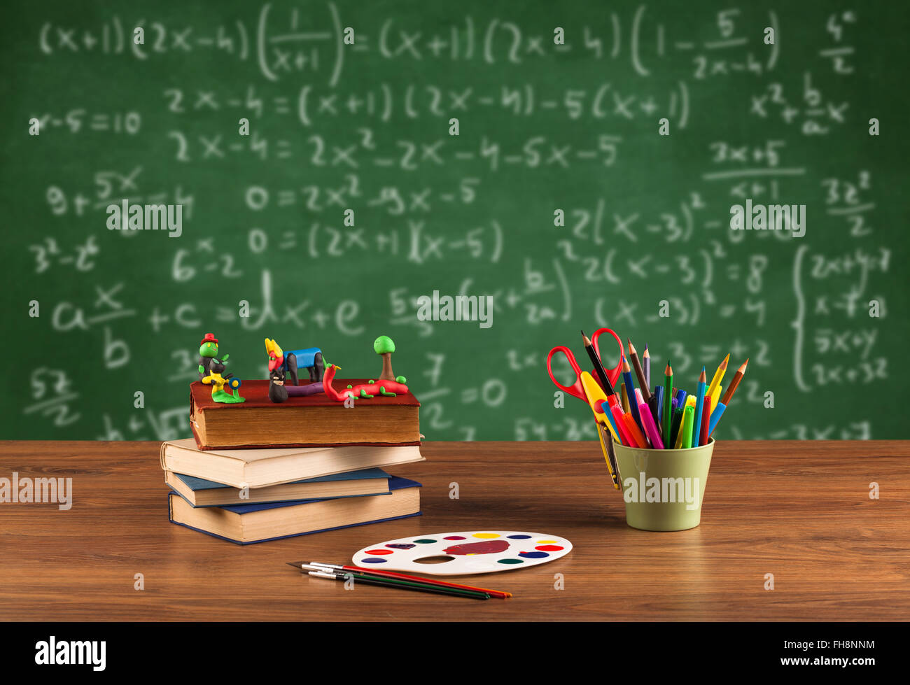 Math class from student school desk Stock Photo - Alamy