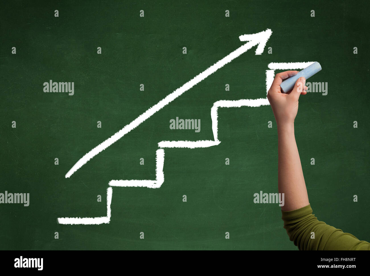 Hand drawing steps on blackboard Stock Photo - Alamy