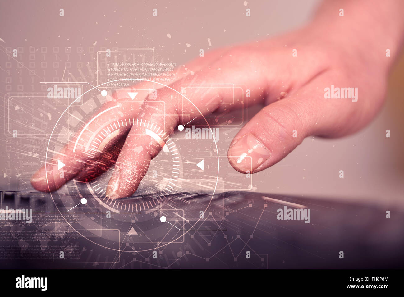 Keyboard with high tech user interface graphic Stock Photo - Alamy
