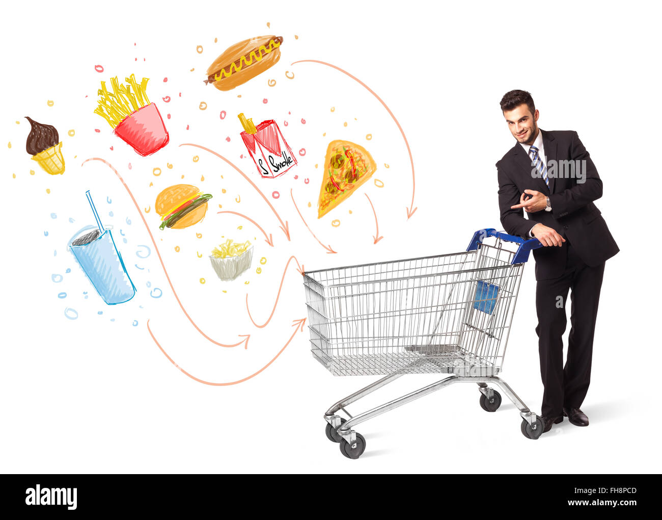 Junk food supermarket trolley hi-res stock photography and images - Alamy