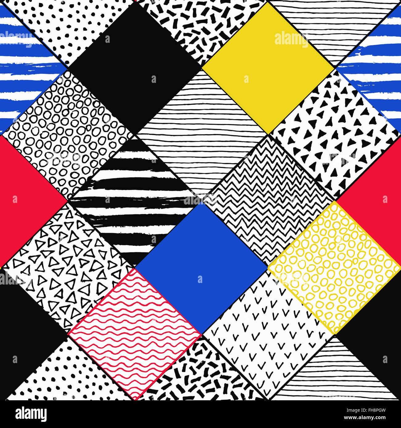 Hand drawn lines pattern patchwork hi-res stock photography and images ...