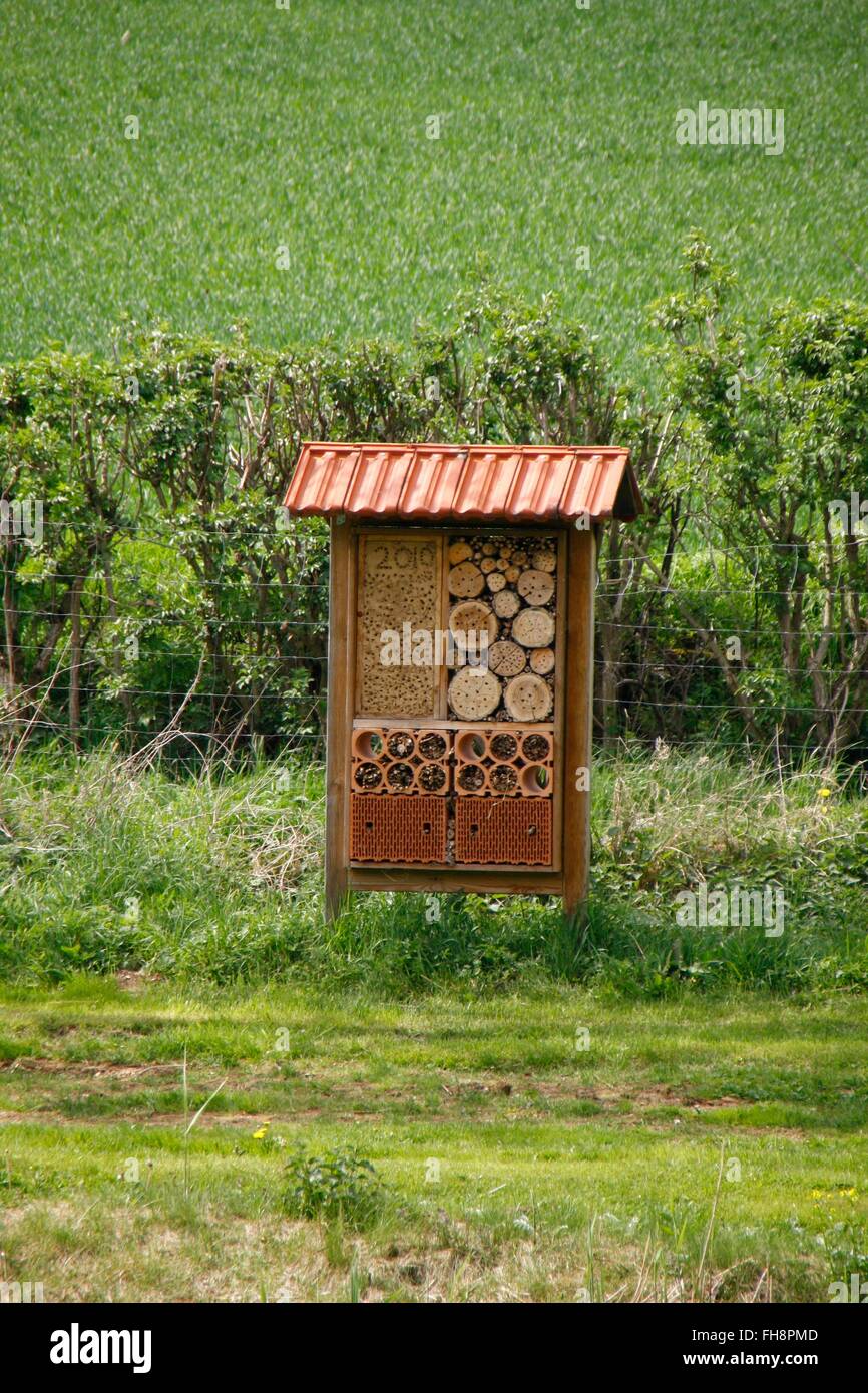 An insect hotel in Michelsrombach. Insect Hotels are built by natural ...