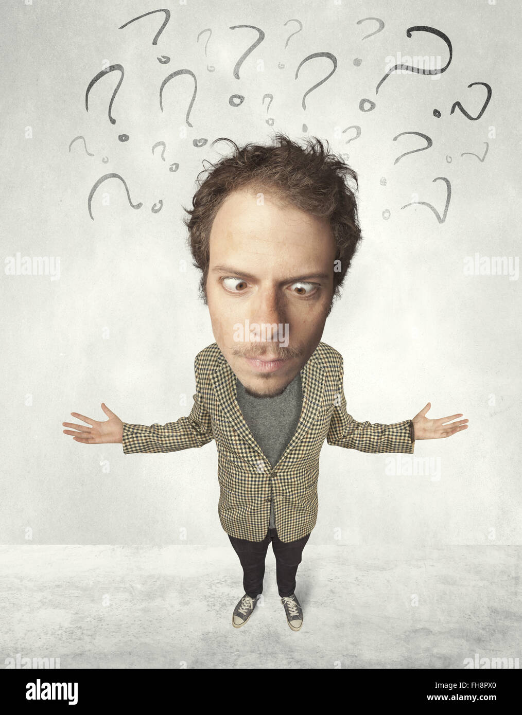 Big head person with question marks Stock Photo - Alamy Big head person with question marks Stock Photo - Alamy