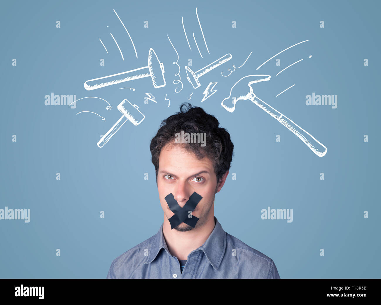 Man Headache Hammer High Resolution Stock Photography and Images - Alamy