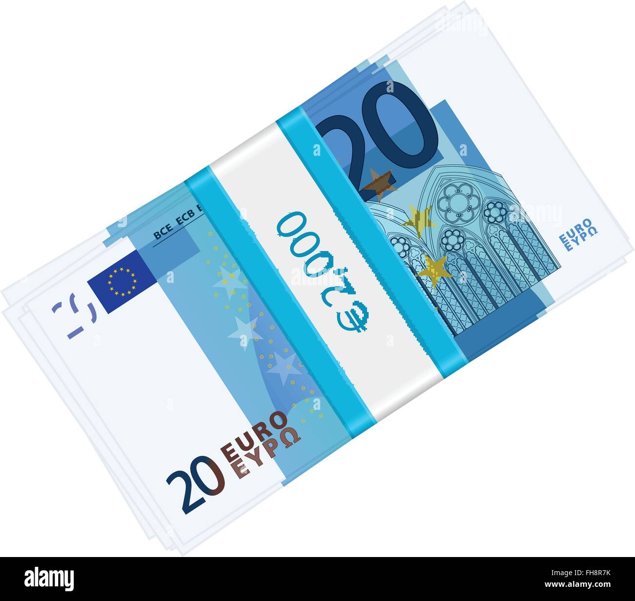 Twenty euro banknotes pack on a white background. Vector illustration ...