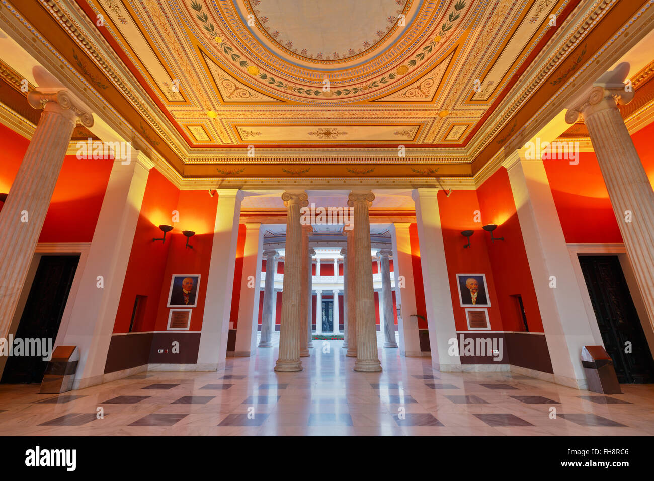 Interior of the entrance to the Zappio conference hall and view of the ...