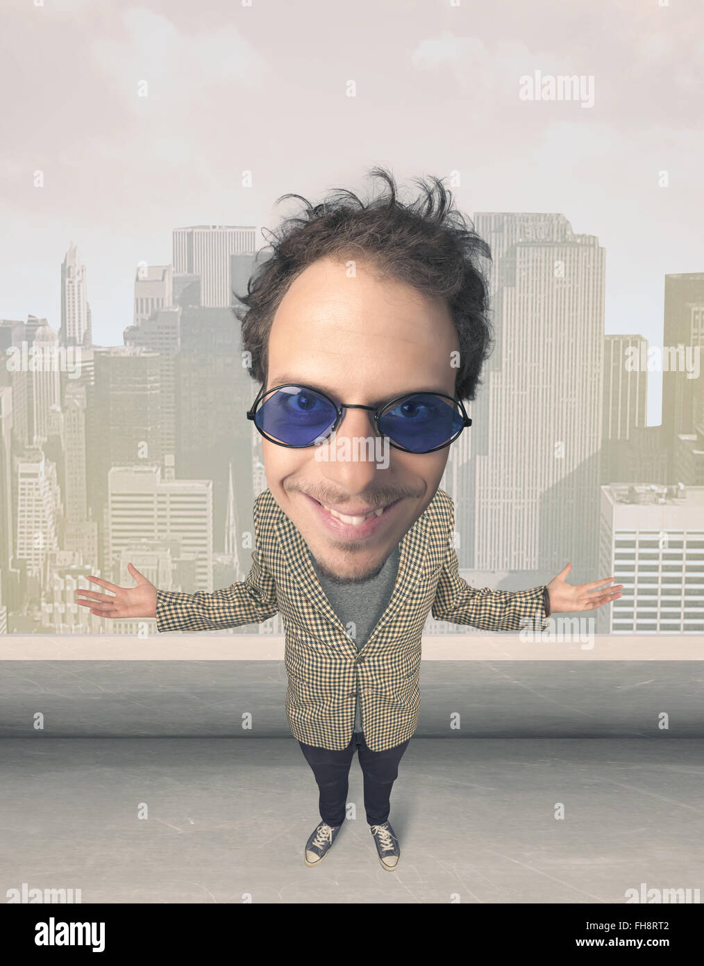 Person with big head Stock Photo - Alamy