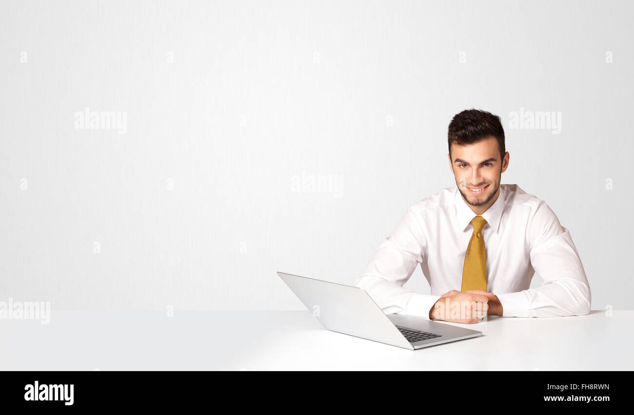 Man at work desk white shirt hi-res stock photography and images - Alamy