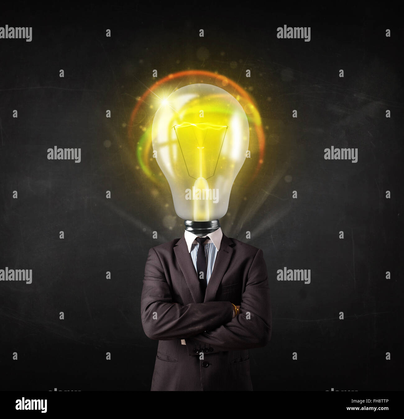 Business man with light bulb head concept Stock Photo - Alamy