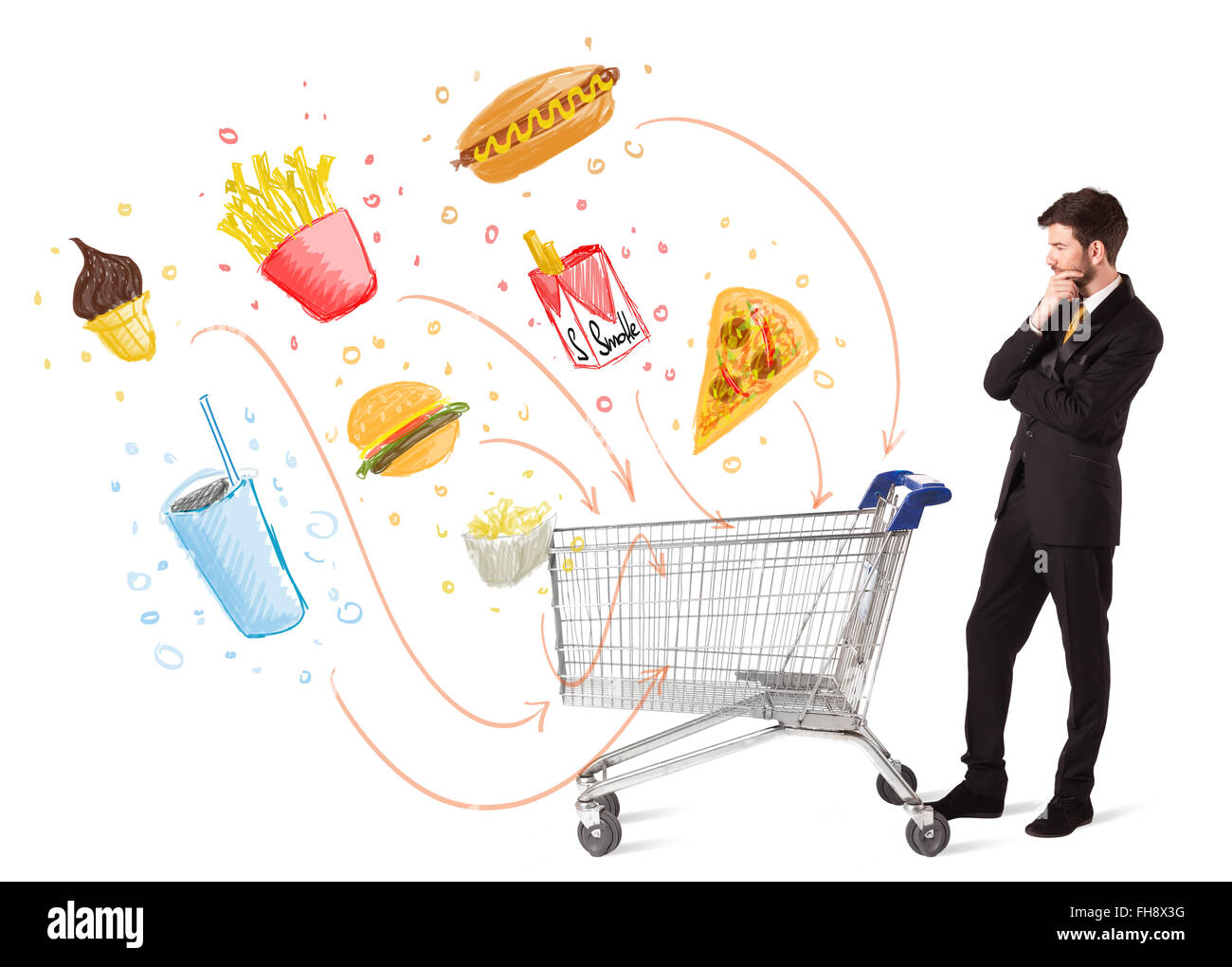 Junk food supermarket trolley hi-res stock photography and images - Alamy