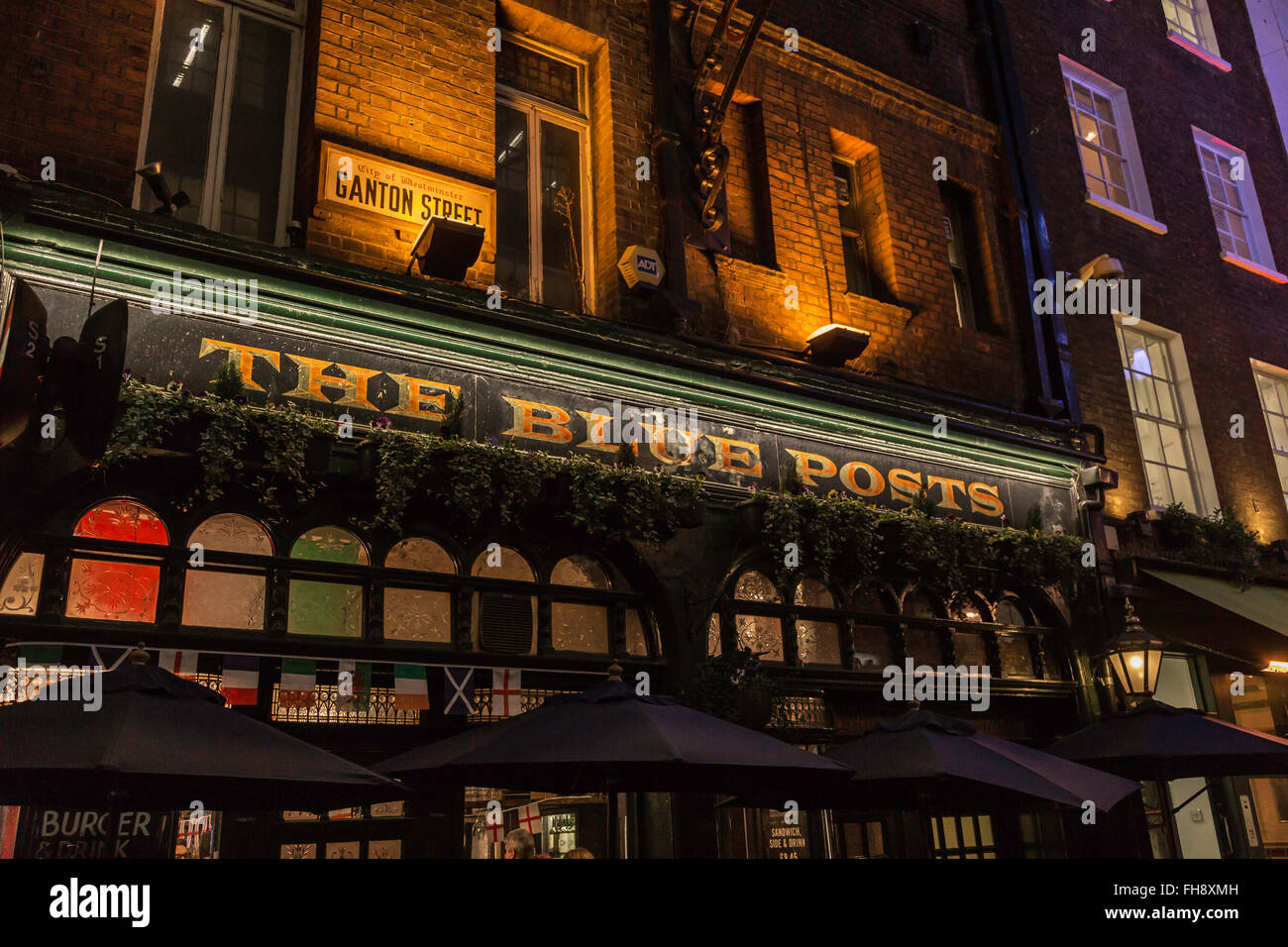 The Blue Posts, Ganton Street Stock Photo - Alamy