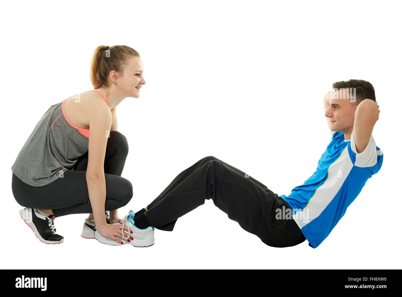 Gym exercise male lying Cut Out Stock Images & Pictures - Alamy