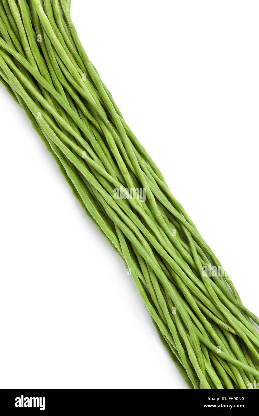 Bundle of fresh Chinese long beans on white background Stock Photo - Alamy