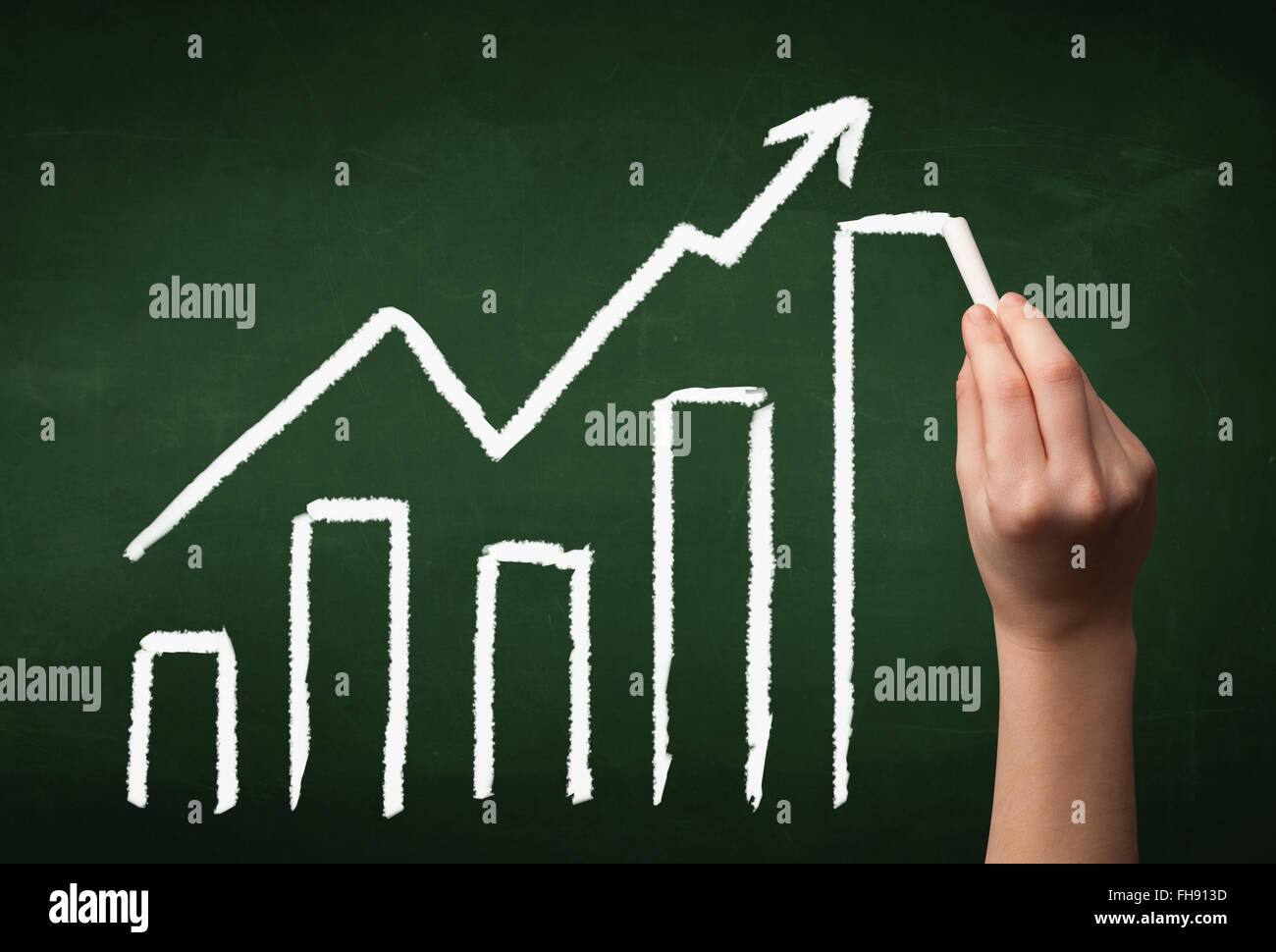 Hand drawing graph on blackboard Stock Photo - Alamy