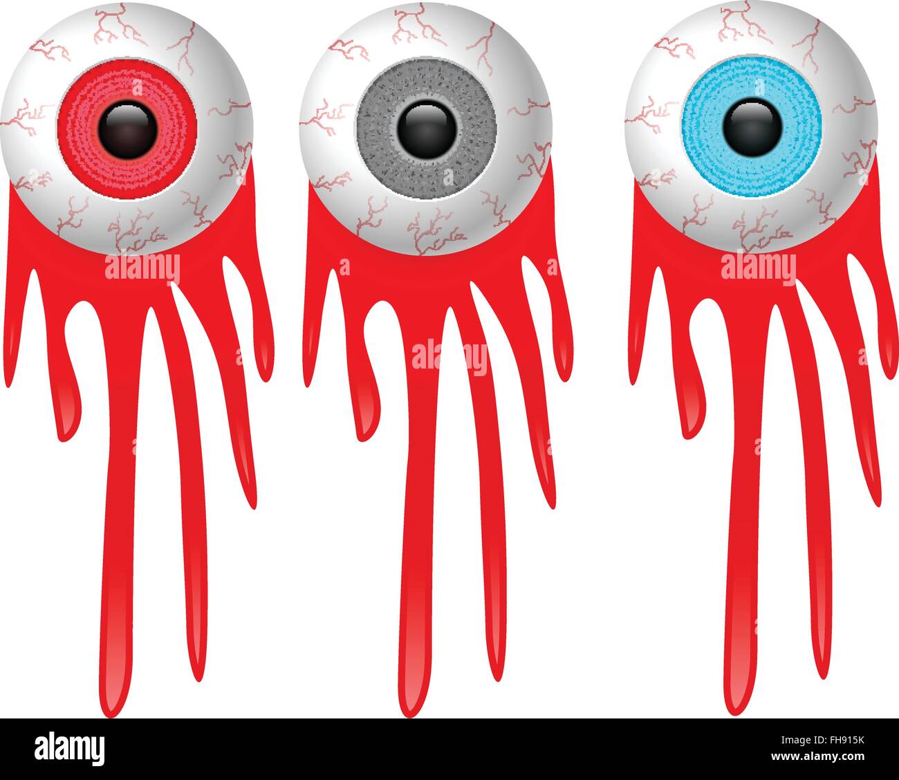 Horror bloody eyeball on white background. Vector illustration Stock ...