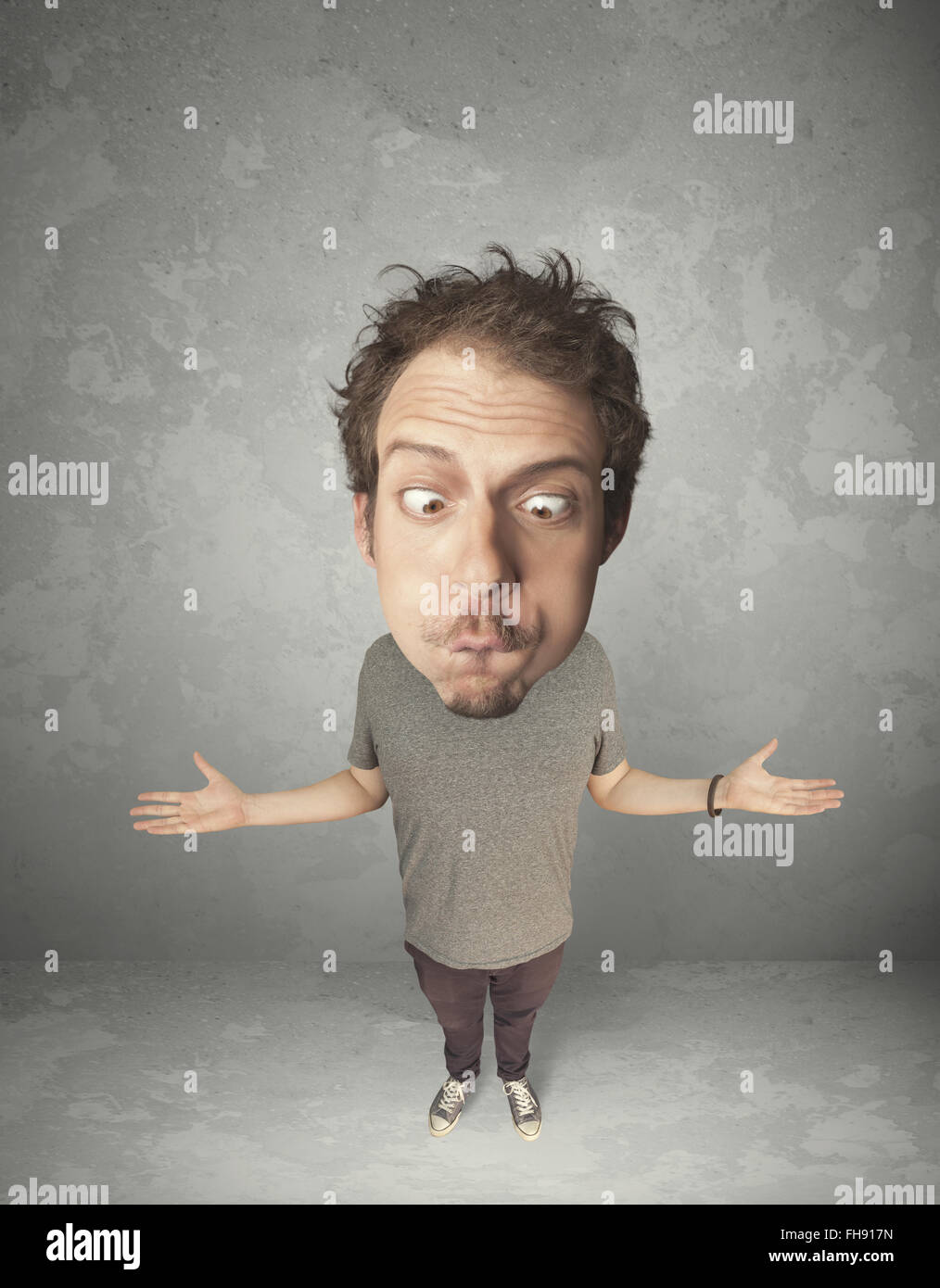 Funny person with big head Stock Photo - Alamy