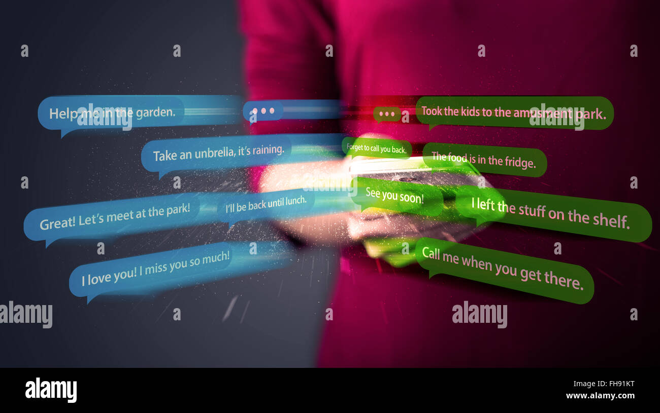 Young woman writing messages with smartphone Stock Photo - Alamy