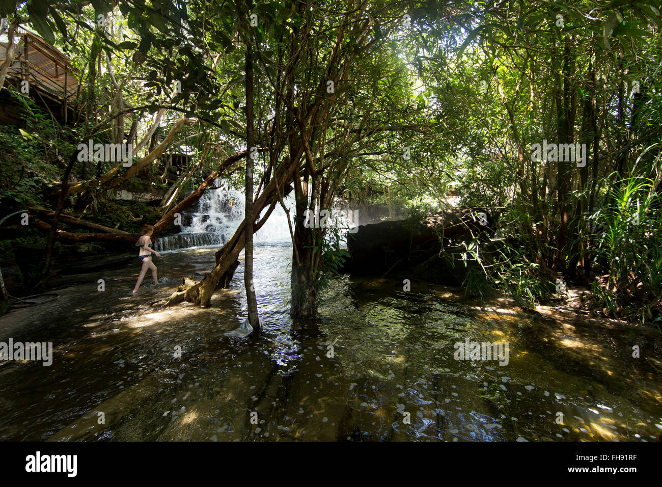 River pool and waterfall at Kbal Chhay Waterfall, Sihanoukville ...