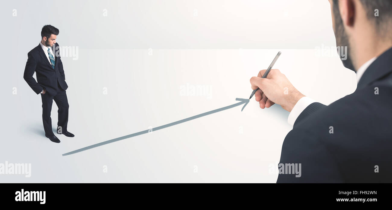 Business person looking at line drawn by hand Stock Photo - Alamy