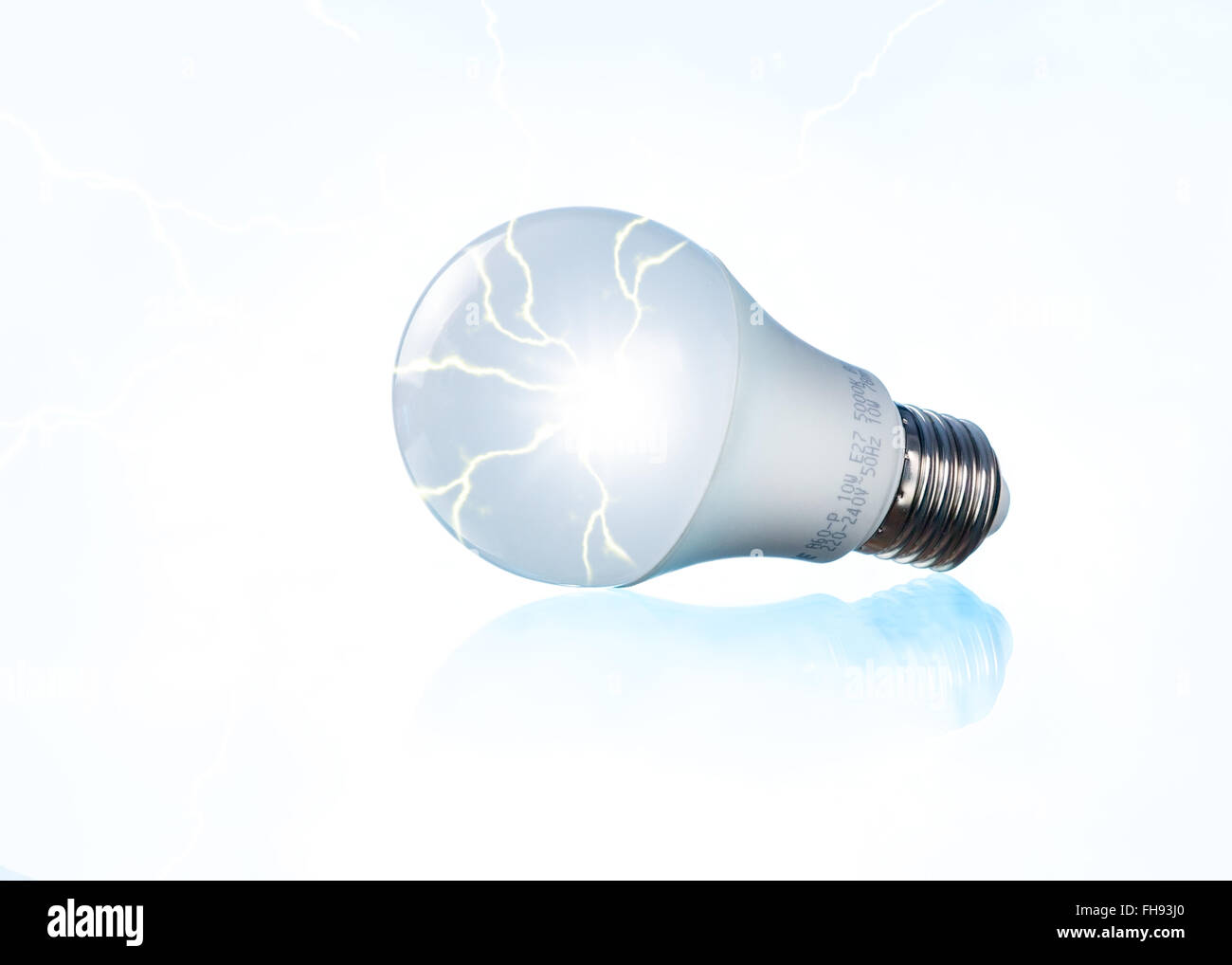 white bulb with electric energy Stock Photo - Alamy