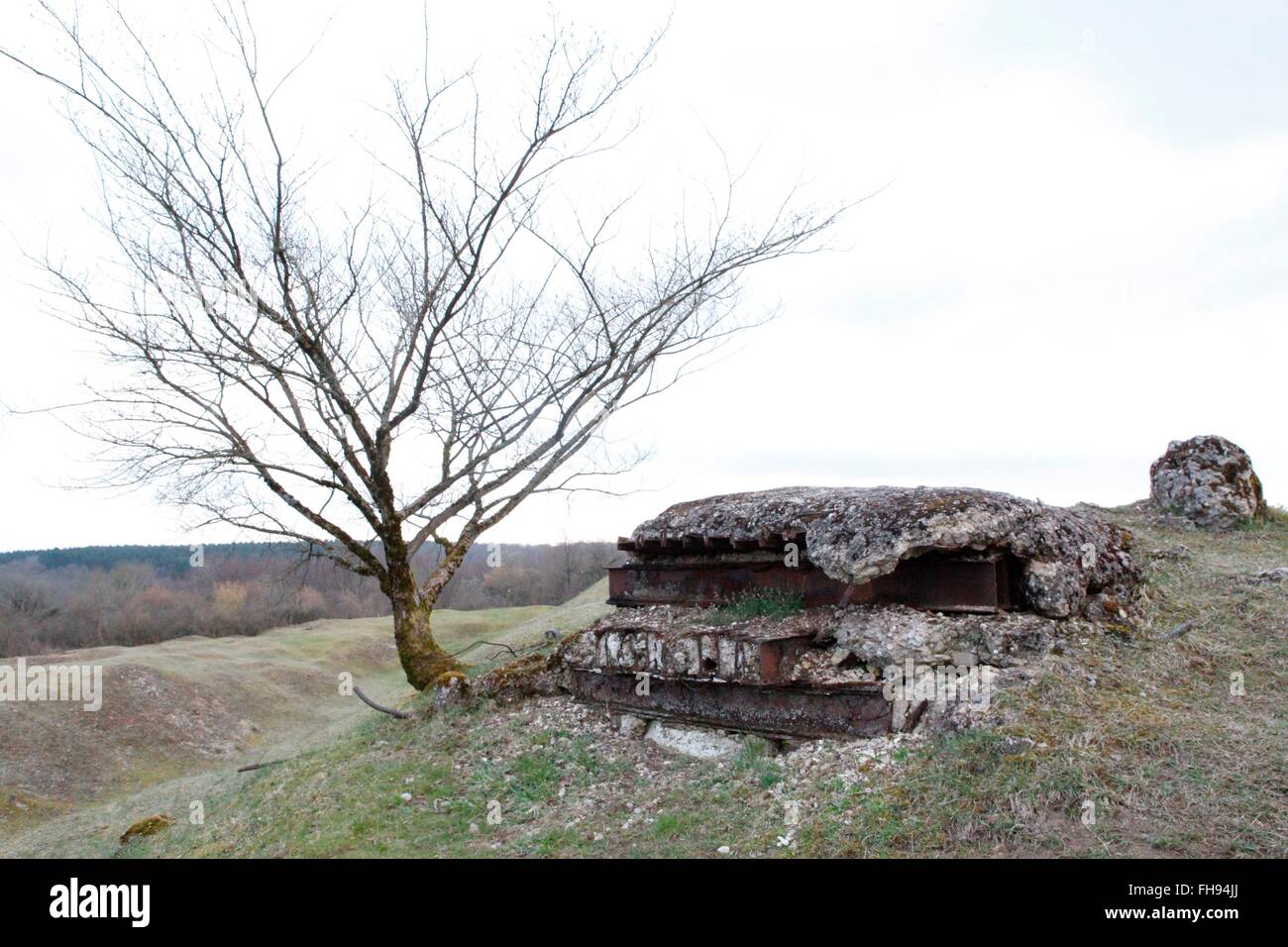 Fort Vaux outside, battlefield of Verdun. March 2015 Stock Photo - Alamy