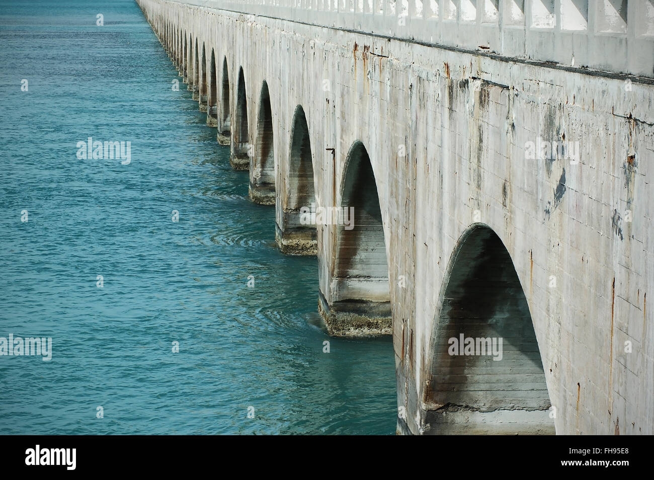 Arches under a concrete bridge, along the Overseas Highway, the road ...