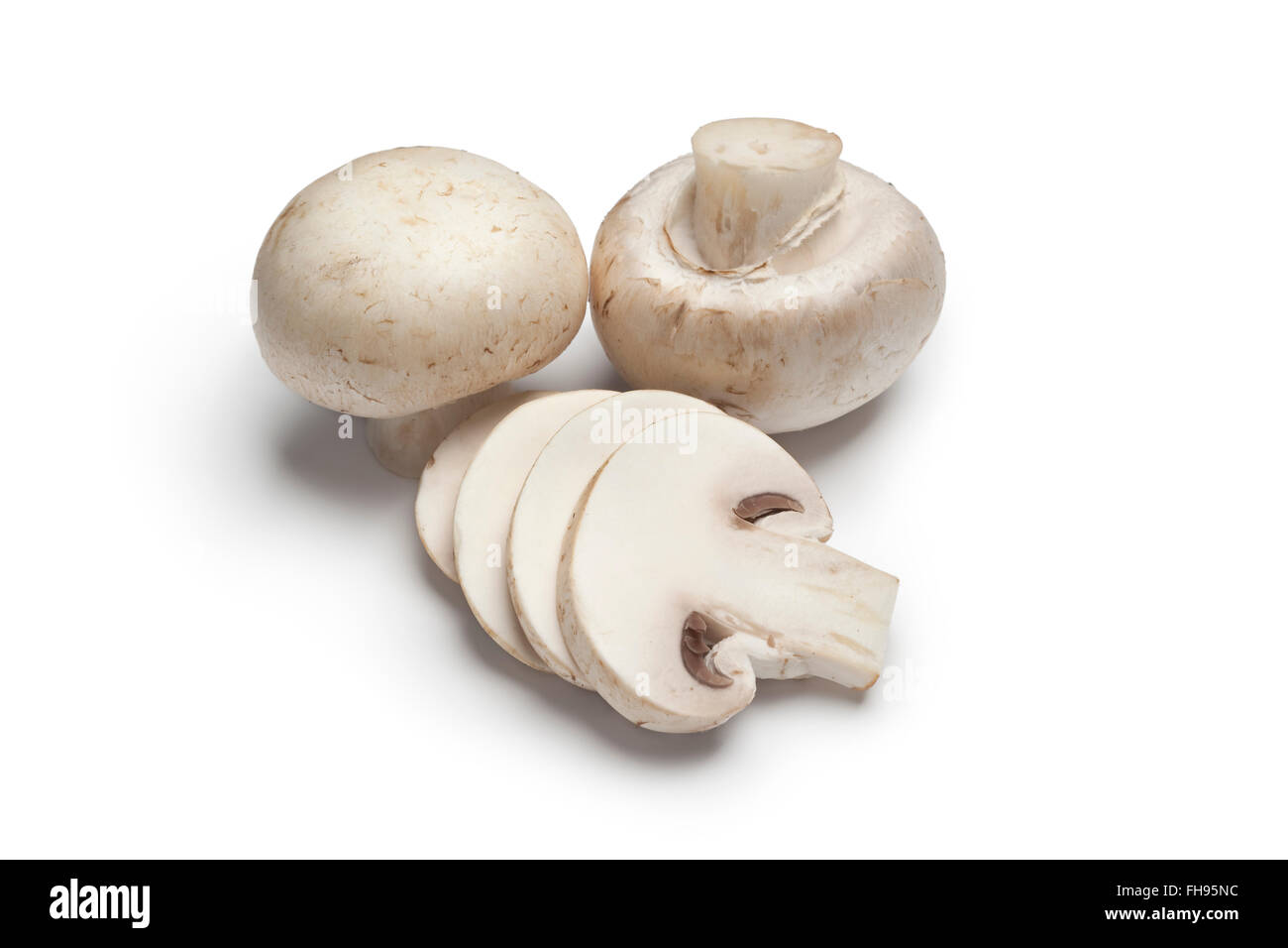 Fresh raw button mushrooms, champignons, on white background Stock ...