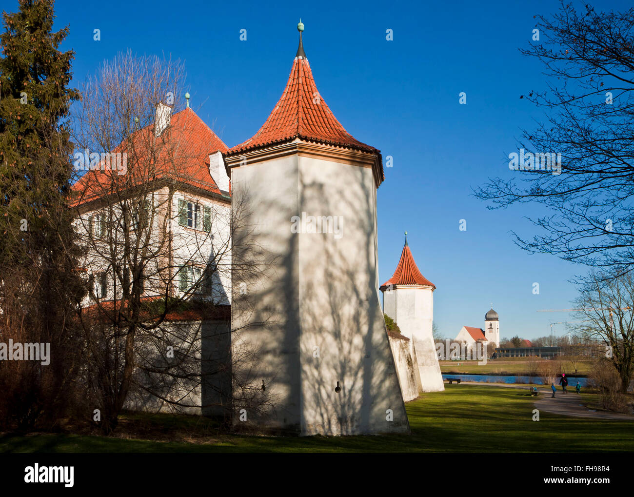 Munich, Germany - winter view of ring wall of Blutemburg castle built ...