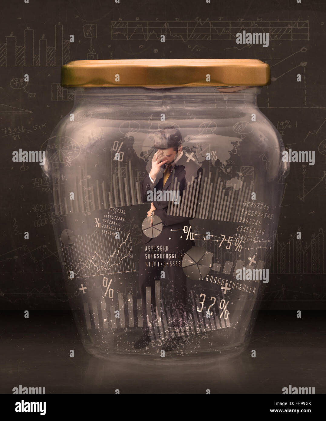 Businessman in jar graph chart hi-res stock photography and images - Alamy