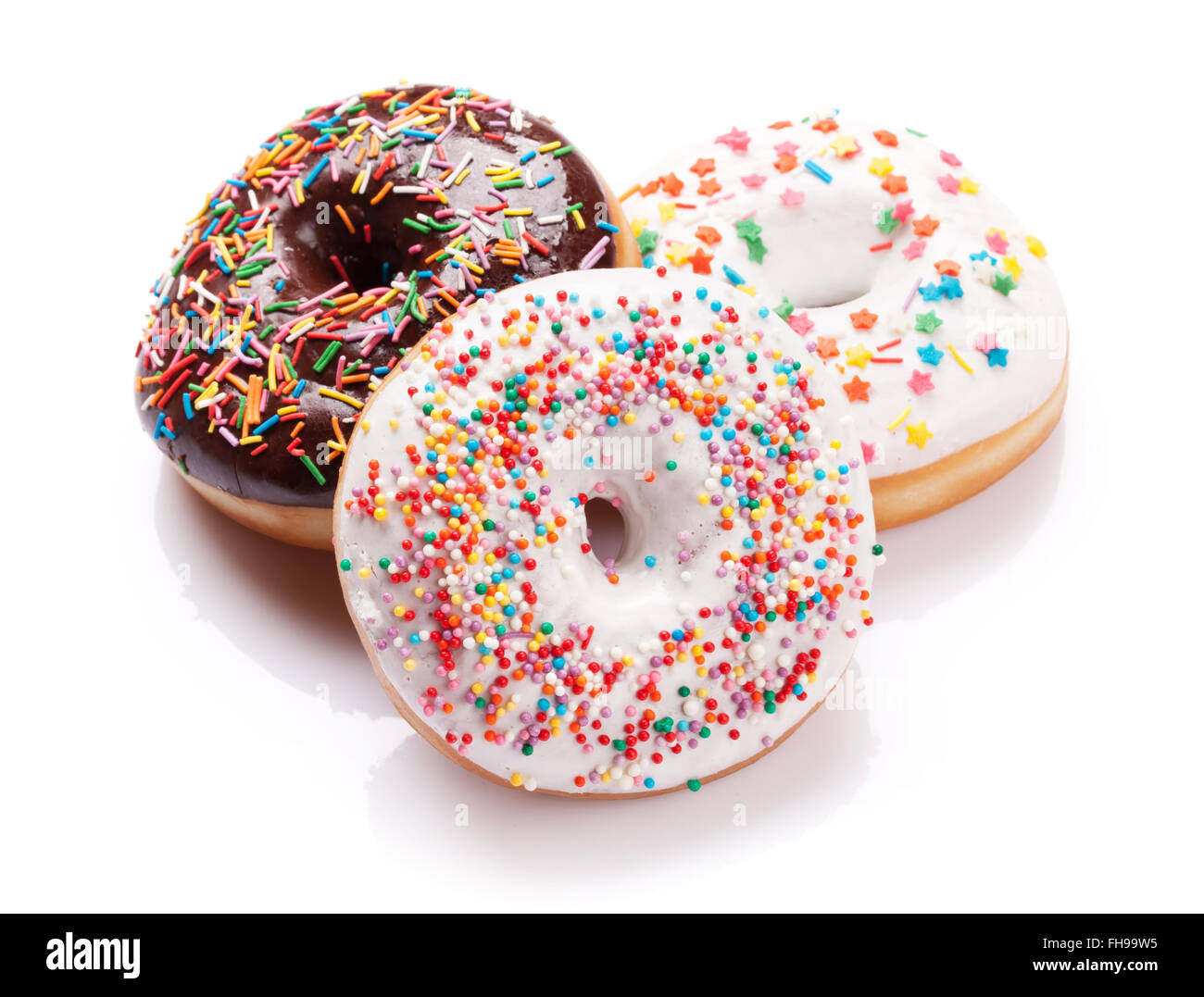 Colorful donuts. Isolated on white background Stock Photo - Alamy